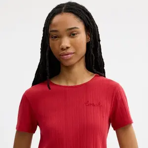 COACH OUTLET Coach Pointelle Knit T-shirt - Scarlet