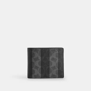 COACH OUTLET 3-in-1 Wallet In Signature Canvas With Stripes - Black/grey