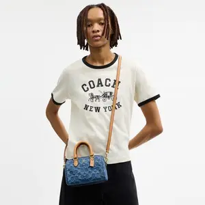 COACH OUTLET Coach Signature Denim Mini Rowan Crossbody Bag - Gold/indigo