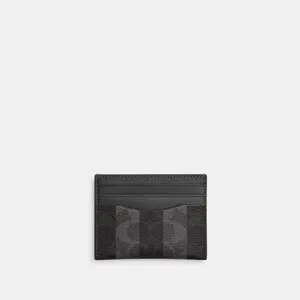 COACH OUTLET Slim Id Card Case In Signature Canvas With Stripes - Black/grey