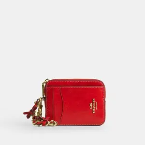 COACH OUTLET Zip Card Case With Bows - Gold/bright Cherry