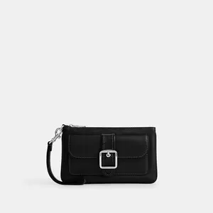 COACH OUTLET Ashton Glazed Leather Wristlet - Silver/black