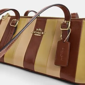 COACH OUTLET Coach Asher Striped Patchwork Shoulder Bag - Gold/redwood Multi
