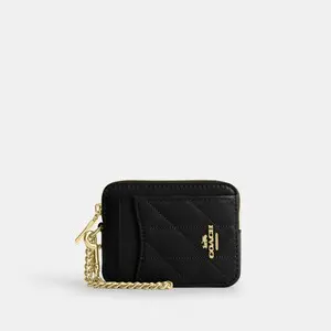 COACH OUTLET Zip Card Case With Quilting - Gold/black