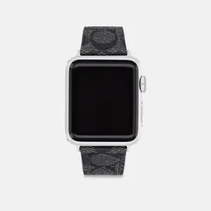COACH OUTLET Signature Coated Canvas Apple Watch® Strap - Graphite Gray
