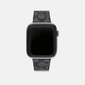 COACH OUTLET Signature Coated Canvas Apple Watch® Strap - Graphite Gray