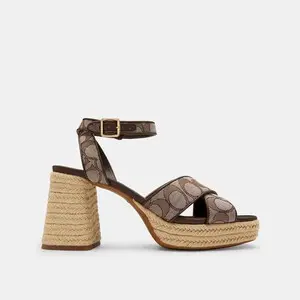 COACH OUTLET Coach Signature Jacquard Block Heel Sandal