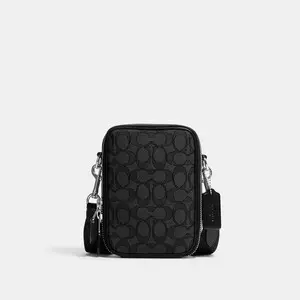COACH OUTLET Stanton Crossbody Bag In Signature Jacquard - Silver/charcoal/black