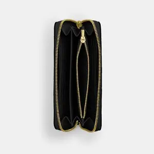 COACH OUTLET Long Zip Around Wallet In Signature Leather - Gold/black