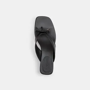 COACH OUTLET Bow Thong Kitten Heel Sandals - Black