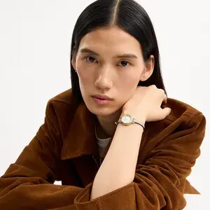 COACH OUTLET Coach Iris Gold Tone Leather Watch