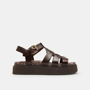 COACH OUTLET Coach Signature Jacquard Lug Sole Sandal - Maple/oak