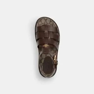 COACH OUTLET Coach Signature Jacquard Lug Sole Sandal - Maple/oak