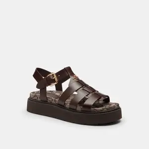 COACH OUTLET Coach Signature Jacquard Lug Sole Sandal - Maple/oak