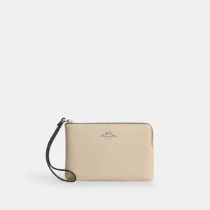 COACH OUTLET Coach Corner Zip Wristlet - Silver/ivory