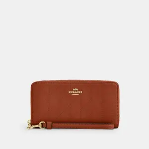 COACH OUTLET Long Zip Around Wallet With Quilting - Gold/cinnamon