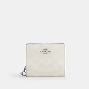 COACH OUTLET Snap Wallet In Signature Canvas - Silver/white/chalk