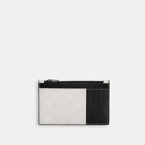 COACH OUTLET Zip Card Case In Signature Canvas - Chalk/black