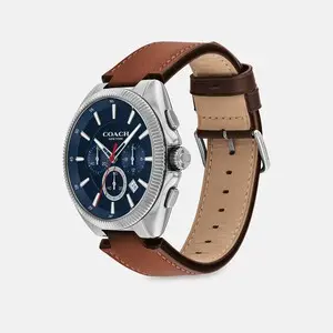 COACH OUTLET Coach Jackson Chronograph Watch With Leather Strap - Saddle