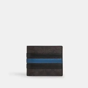 COACH OUTLET 3-in-1 Wallet In Signature Canvas With Varsity Stripe - Walnut Multi