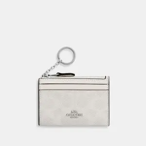 COACH OUTLET Mini Skinny Id Case In Signature Canvas - Silver/white/chalk