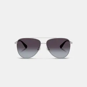 COACH OUTLET Coach C Hardware Metal Pilot Sunglasses - Silver/grey Gradient