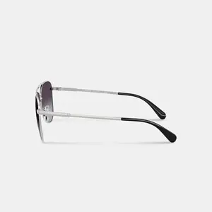 COACH OUTLET Coach C Hardware Metal Pilot Sunglasses - Silver/grey Gradient