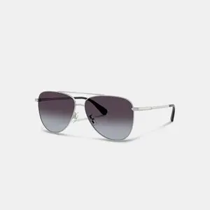 COACH OUTLET Coach C Hardware Metal Pilot Sunglasses - Silver/grey Gradient