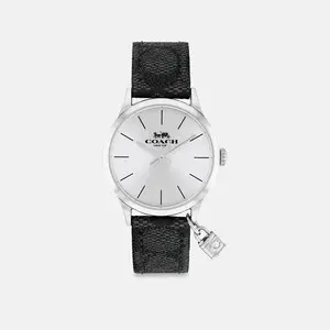 COACH OUTLET Coach Rose Gold Tone Leather Strap Watch - Graphite Gray