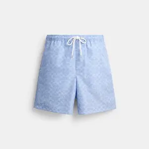 COACH OUTLET Signature Swim Trunks In Recycled Polyester - Cerulean Light Blue
