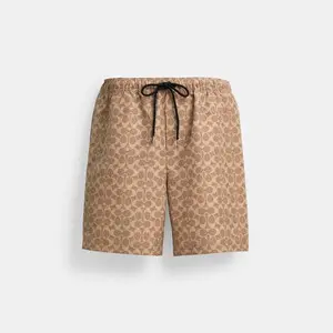 COACH OUTLET Signature Swim Trunks In Recycled Polyester - Tan Signature