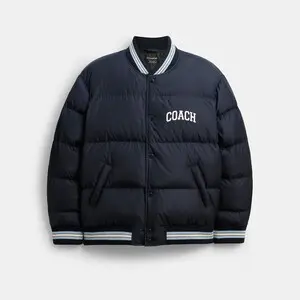 COACH OUTLET Coach Varsity Down Jacket In Recycled Polyester - Navy