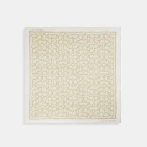 COACH OUTLET Jumbo Signature Silk Square Scarf Light Tan