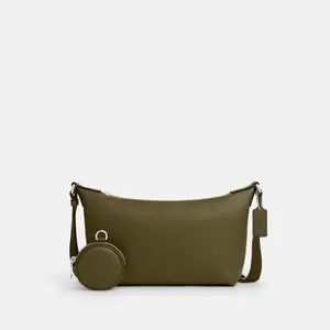 COACH OUTLET Small Crossbody Bag With Removable Pouch In Refined Pebble Leather - Silver/olive
