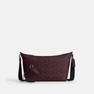 COACH OUTLET Coach Signature Canvas Crossbody Bag With Removable Pouch - Silver/black Currant