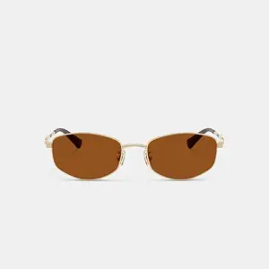 COACH OUTLET Coach Script Metal Narrow Rectangle Sunglasses