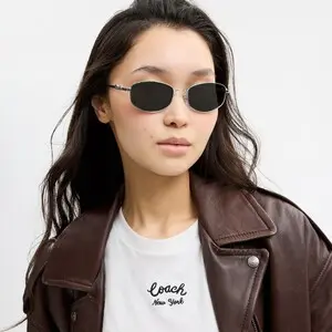 COACH OUTLET Coach Script Metal Sunglasses - Shiny Silver