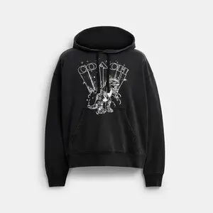 COACH OUTLET Rex Hoodie With Graphic Print - Washed Black