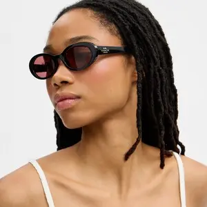 COACH OUTLET Oval Sunglasses - Black W/pink