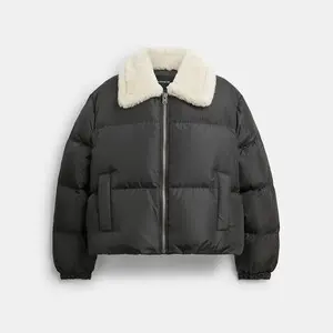 COACH OUTLET Coach Puffer Jacket With Shearling Collar - Black