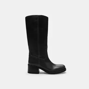 COACH OUTLET Tall Leather Block Heel Boots - Black