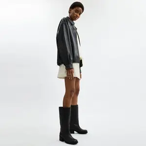 COACH OUTLET Tall Leather Block Heel Boots - Black
