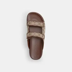COACH OUTLET Coach Double Banded Sandal In Signature Jacquard - Oak/maple