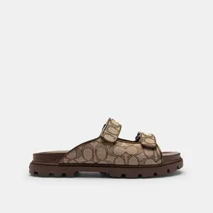 COACH OUTLET Coach Double Banded Sandal In Signature Jacquard - Oak/maple