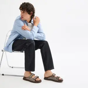 COACH OUTLET Coach Double Banded Sandal In Signature Jacquard - Oak/maple