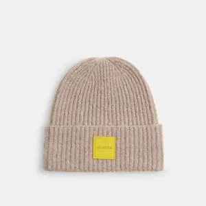COACH OUTLET Colorblock Beanie With Rubber Patch Grey Birch/lime