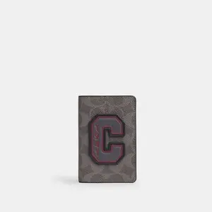COACH OUTLET Id Card Wallet In Signature Canvas With Patches - Grey