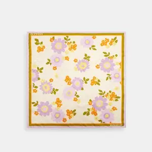 COACH OUTLET Signature Floral Print Silk Bandana - Sand Multi
