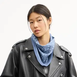 COACH OUTLET Signature Silk Diamond Scarf - Light Denim