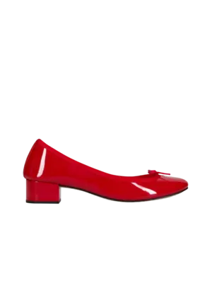Leather Block Heel Pumps